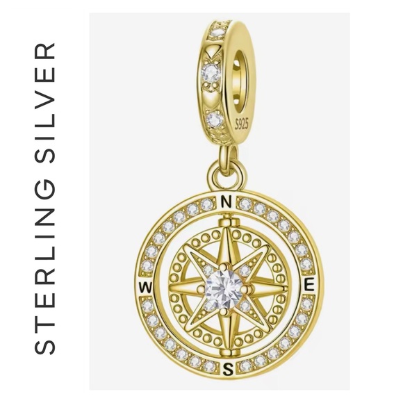 Private Label | Jewelry | 4k Gold Plated Compass Dangle Charm | Poshmark